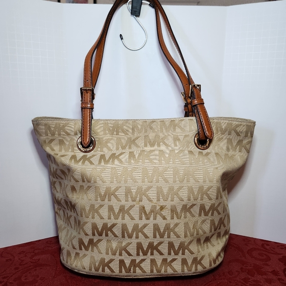 Michael Kors | Bags | Michael Kors Canvas Signature Logo Small Tote ...